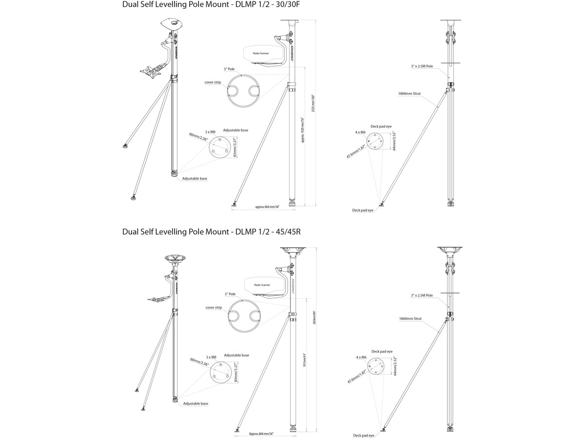 DLMP2-45 Self Levelling Radar Mount – Dual Pole for all other 2kw/4kw ...